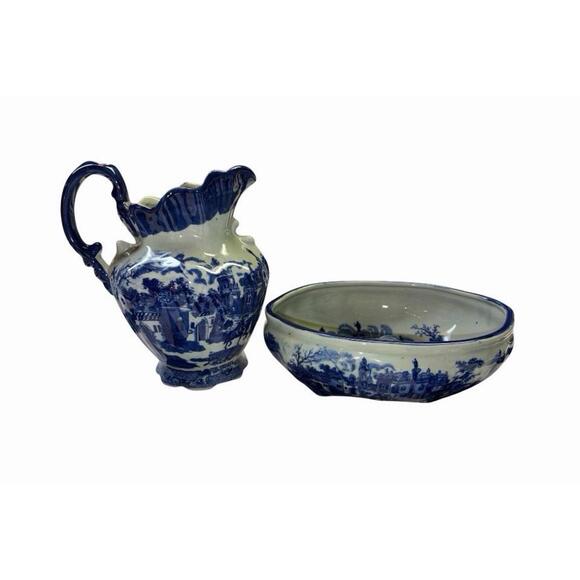 Dining | Vintage Victoria Ware Ironstone Bleeding Flow Blue Pitcher And ...